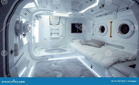 Inside Futuristic Spaceship Cockpit Modern Cabin With Monitors And