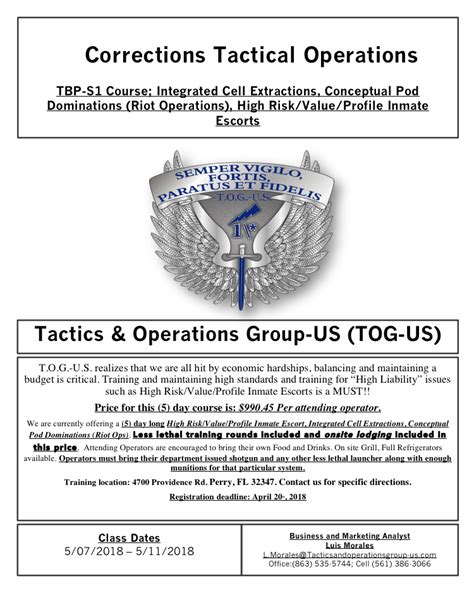 Corrections Basic Tactical Operations Training Course — Tactics And Operations Group Us