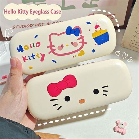 Cute Pu Hello Kitty Eyeglass Case Drop Proof Large Capacity Glasses