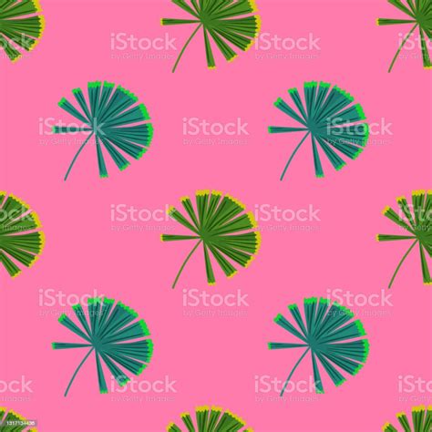 녹색과 파란색 손바닥 장식 매끄러운 패턴 분홍색 밝은 배경 낙서 장식 계절에 대한 스톡 벡터 아트 및 기타 이미지 계절 관목 그리기 Istock