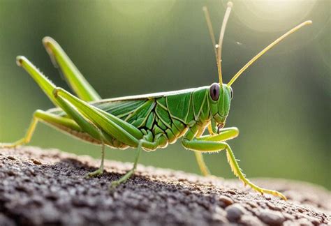 A Green Grasshopper With A Large Front Leg Premium Ai Generated Image