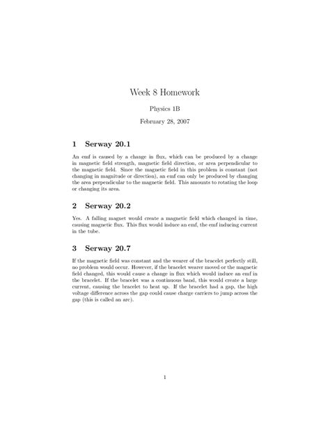 Homework 8 Practice Problems On Electricity And Magnetism Phys 1b