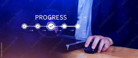 Progress Concept Touching To Tick Correct Mark In Checklist With