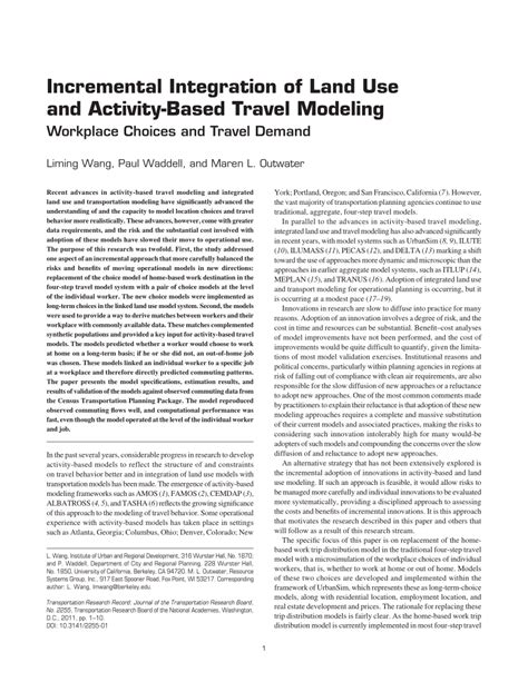 Pdf Incremental Integration Of Land Use And Activity Based Travel Modeling