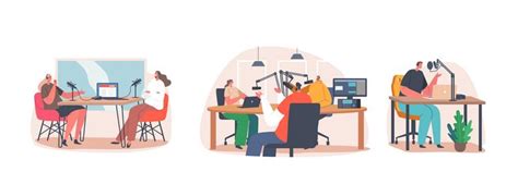 Set Tiny Male Or Female Characters Radio Amateurs Vector Image