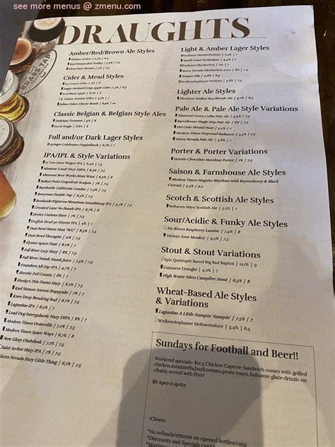 Menu At The Brass Tap Pub And Bar Vacaville