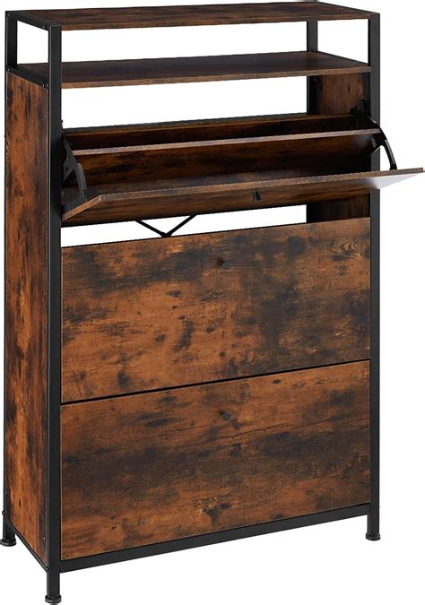 Tectake Schuhschrank Mit 3 Klappen 130 X 81 X 32 Cm Holz Schuhregal