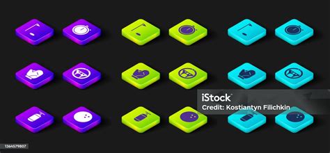 세트 펀칭 가방 볼링 공 야구 장갑 스티어링 휠 스톱워치 와 골프 플래그 아이콘 벡터 3차원 형태에 대한 스톡 벡터 아트 및 기타 이미지 Istock