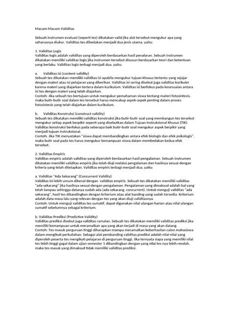 Macam Macam Validitas Pdf
