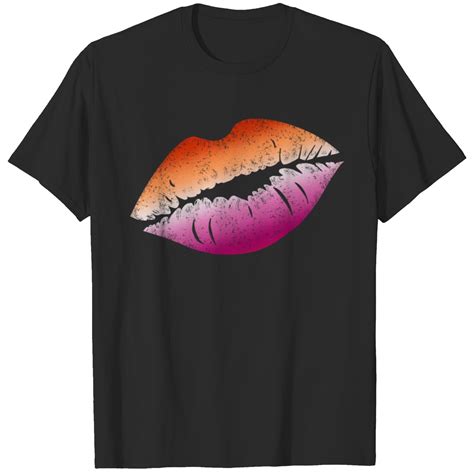 Lesbian Pride Flag Kissing Lips T Shirt
