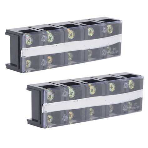 Terminal Strip Dual Rows High Current Screw Terminal Block With Cover 600v 60a 2pcs 5 Position