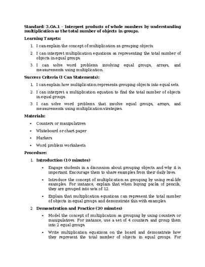 Third Grade Math Lesson Plans Ohio Standards By Math Radio Tpt