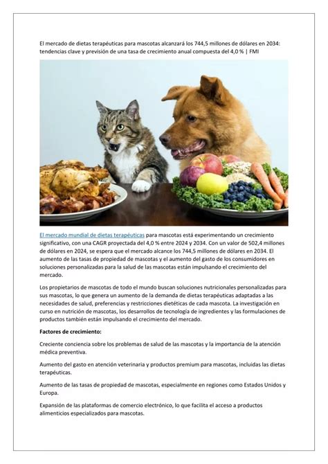 PPT El mercado de dietas terapéuticas para mascotas alcanzará los 744