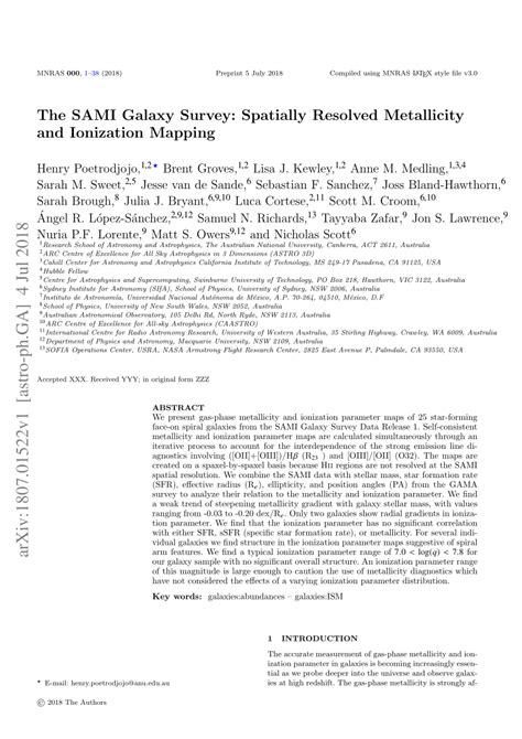 Pdf The Sami Galaxy Survey Spatially Resolved Metallicity And