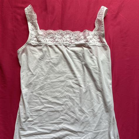 White Lace Tank Top Very Comfortable Slip Depop