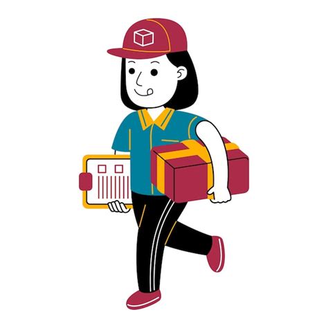 Premium Vector Young Woman Courier Vector Illustration