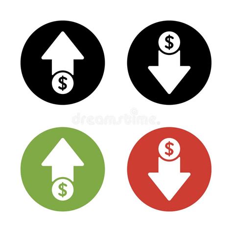 Dollar Price Up And Down Icon On Circle Background Usd Currency Growth And Decline Sign Symbol