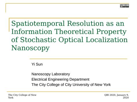 Pdf Spatiotemporal Resolution As An Information Theoretical Property Of Stochastic Optical