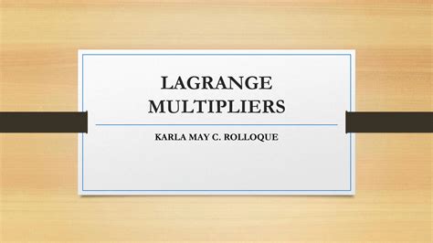 Solution Lagrange Multipliers Studypool