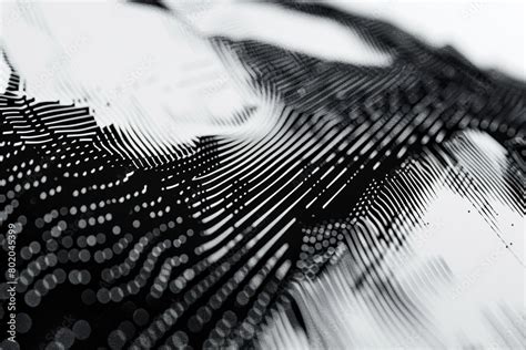 White Canvas With A Single Distorted Black Processor Lines In A Glitch