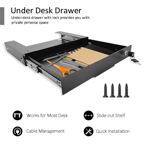 JH Mech Under Desk Drawer Office Desk Mounted 14 17 10 63 1 97 Slide