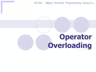 Ppt Operator Overloading In C Powerpoint Presentation Free