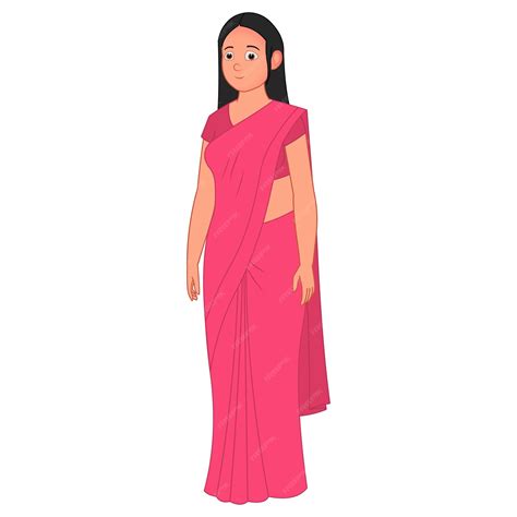 Premium Vector Indian Woman With Traditional Saree Female Character