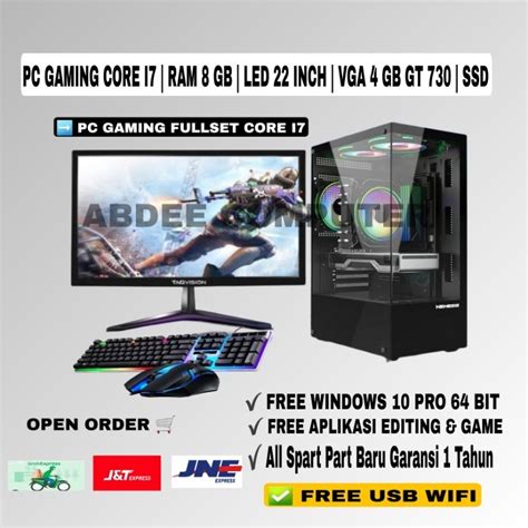 Jual PC GAMING EDITING CORE I5 RAM 8 GB SSD 128 GB FULLSET LED 22 IN FREE USB WIFI Shopee