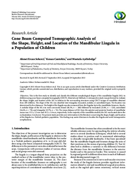 Pdf Cone Beam Computed Tomographic Analysis Of The Shape Height And Location Of The