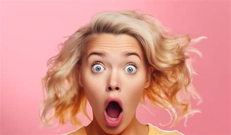 Premium Photo Shocked Impressed Blond Woman Lady With Mouth Wide Open