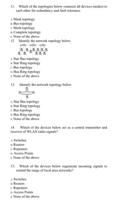 Solved 11 Which Of The Topologies Below Connects All