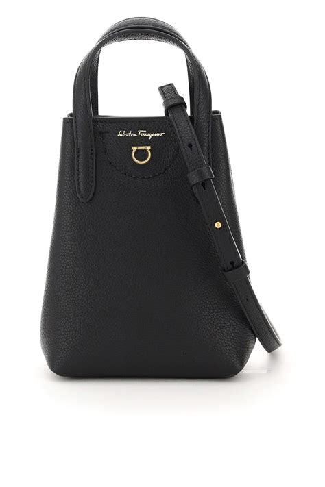 Ferragamo Salvatore Ferragamo Gancini Mini Bag Black Leather Editorialist
