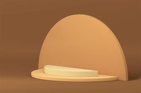 Premium Vector Beige Neutral 3d Podium Curved Step Pedestal Mock Up