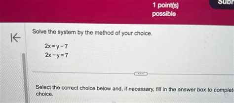 Solved 1 ﻿point S Possiblesolve The System By The Method Of