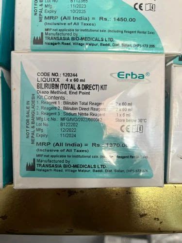 Bilirubin Total Direct Kit For Hospital Model Namenumber 120244 At