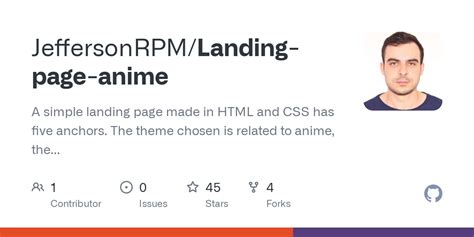 github jeffersonrpm landing page anime a simple landing page made in