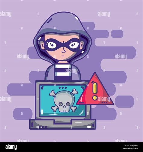 Hacker With Cybercrime Symbols Stock Vector Image And Art Alamy