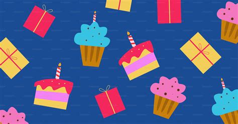 컵케이크와 양초가 있는 파란색 배경 벡터 Unsplash의 생일 이미지