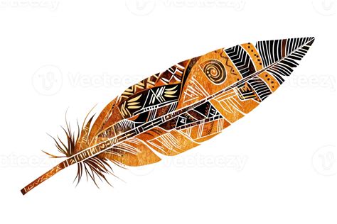 Intricately Designed Tribal Feather Art With Bold Patterns And Vibrant