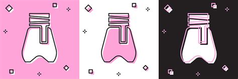 분홍색과 흰색 검은 색 배경에 고립 된 벨트 아이콘코사크 바지를 설정합니다 코사크 블루머 벡터 검에 대한 스톡 벡터 아트 및