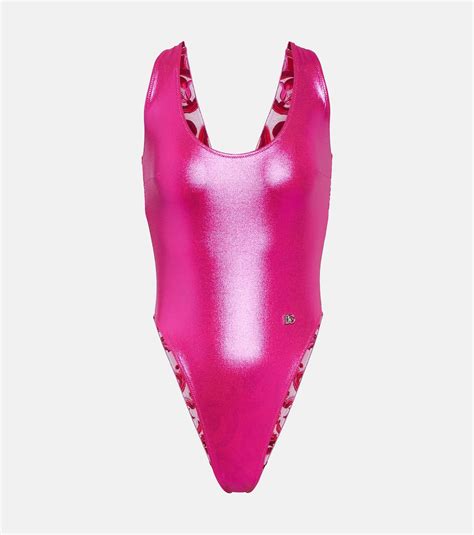 Metallic Swimsuit In Pink Dolce Gabbana Mytheresa