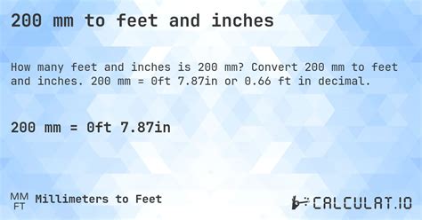 200 Mm To Feet And Inches Calculatio