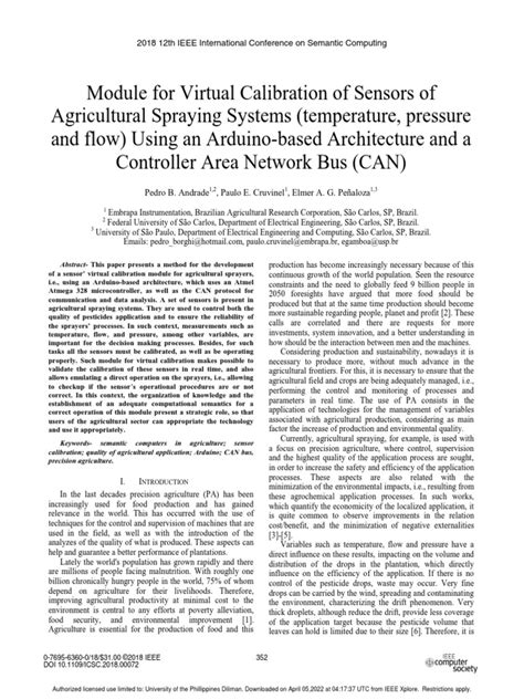 Module For Virtual Calibration Of Sensors Of Agricultural Spraying
