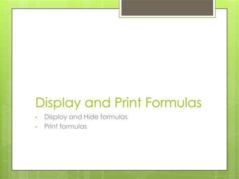 Format And Modify Text And Display And Print Formulas Ppt