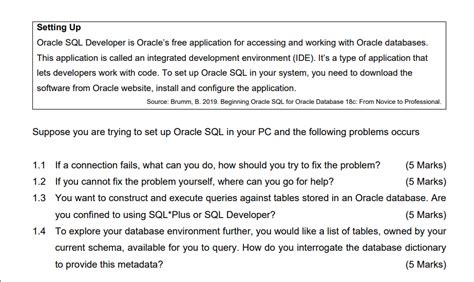 Solved Setting Up Oracle SQL Developer Is Oracle S Free Chegg