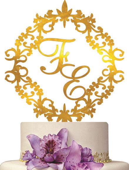 Topo de bolo casamento brasão acrilico espelhado Elo7