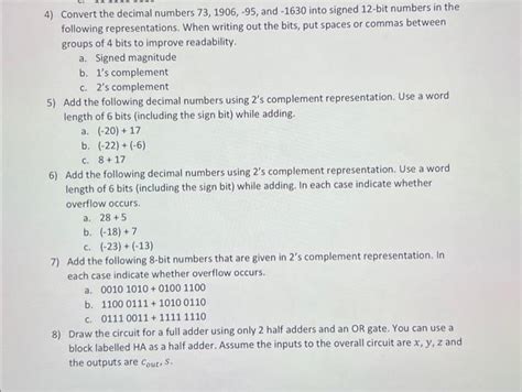 Solved 4 Convert The Decimal Numbers 73 1906 95 And Chegg Com