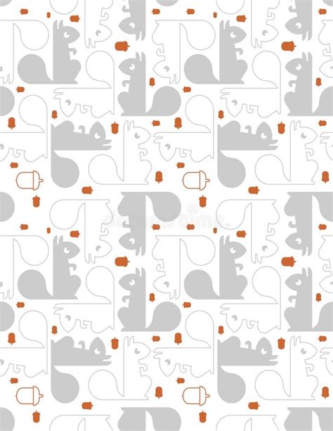 Squirrel Pattern Seamless Bun Tree Dwelling Rodent With A Bushy Tail