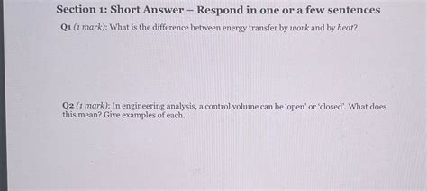 Solved Section 1 Short Answer ﻿respond In One Or A Few