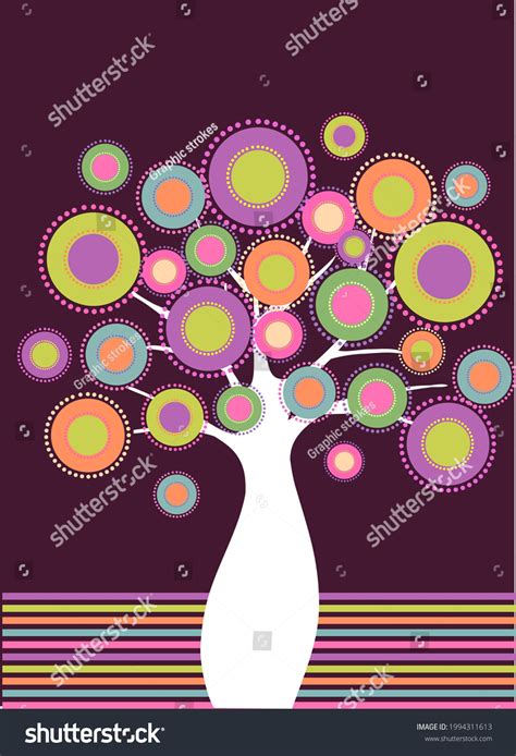Illustration Tree Shape Flat Design Style Stock Vector Royalty Free